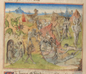 MS M.461 fol. 26v, Fiery volcanoes of the Aeolian Islands, Livre des ...